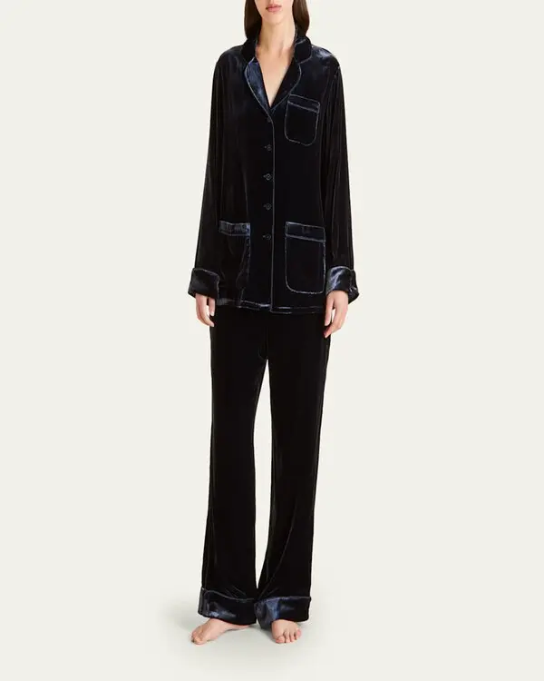 Olivia Von Halle Coco Silk-viscose Velvet Pajama Set