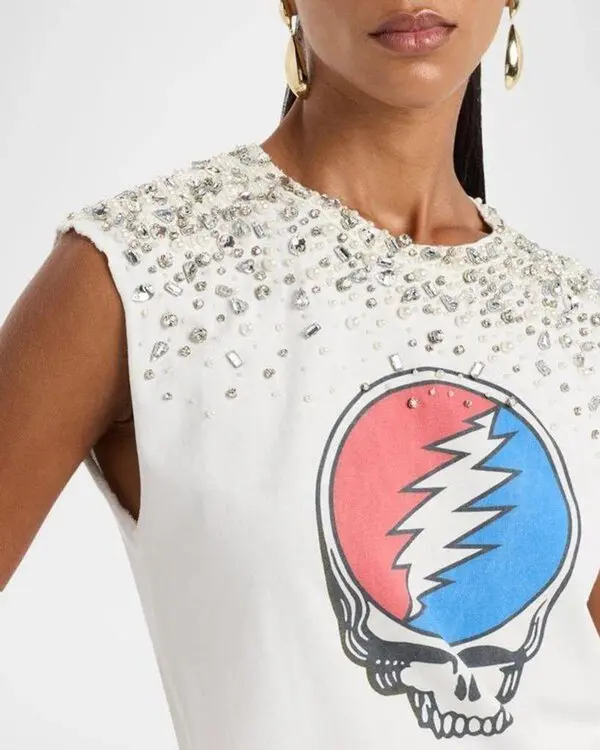 Alice + Olivia X Grateful Dead Embellished Tank - Off White/