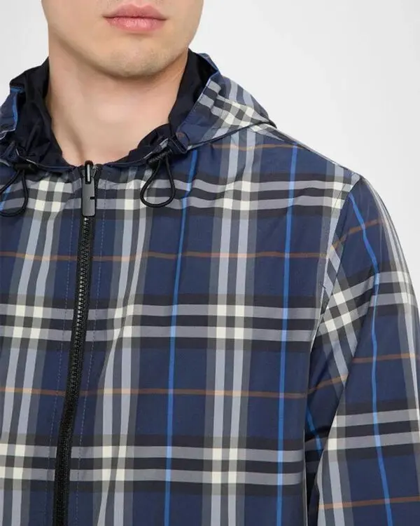 Burberry Check Hooded Zip-up Jacket