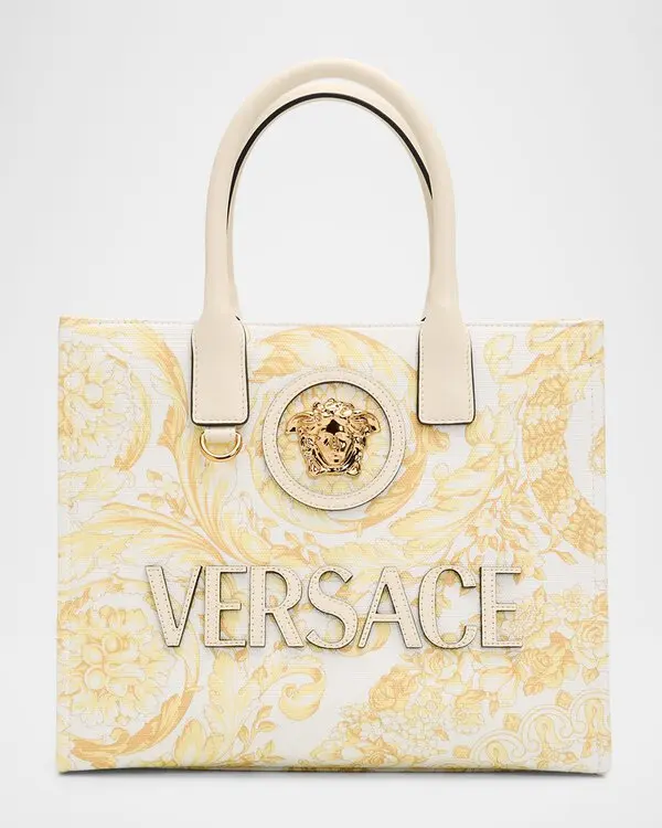 Versace Barocco-print Medusa Tote Bag - Ecru Multi