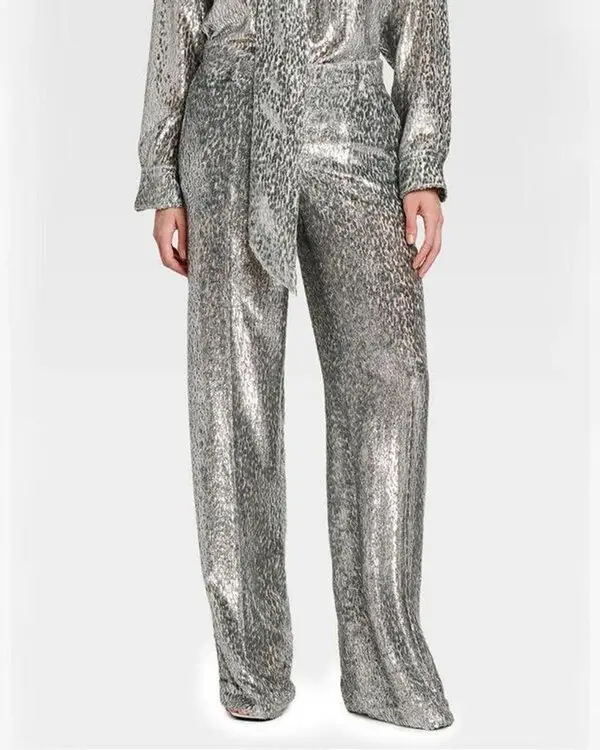 Stella McCartney Fil Coupe Pleated Straight-leg Trousers