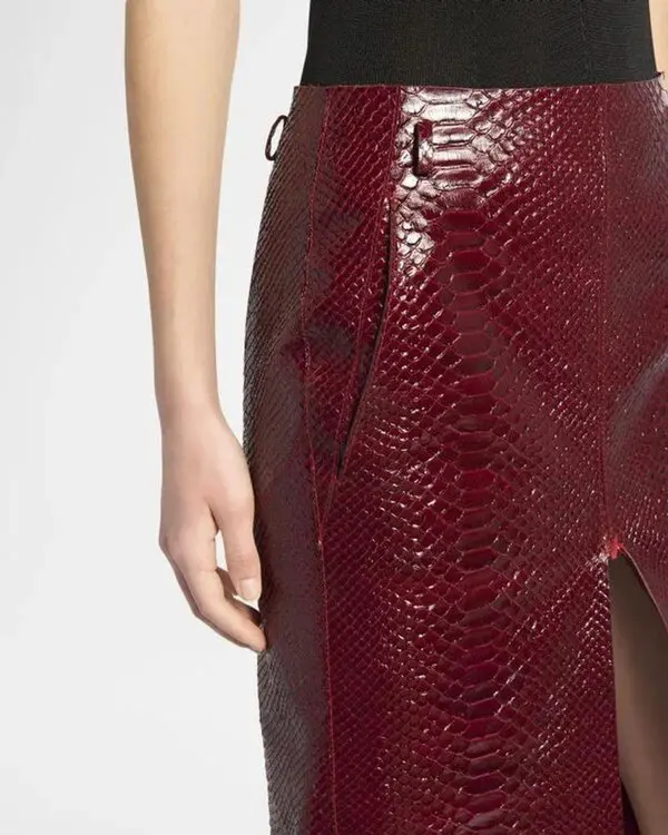 TOM FORD Snake-effect Leather Midi Skirt