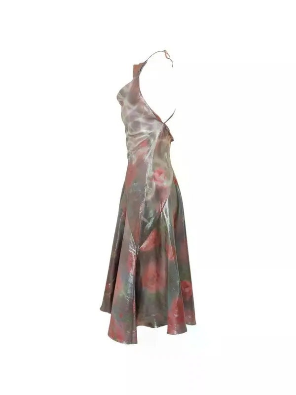DIESEL® Metallic Rose Print Midi Dress