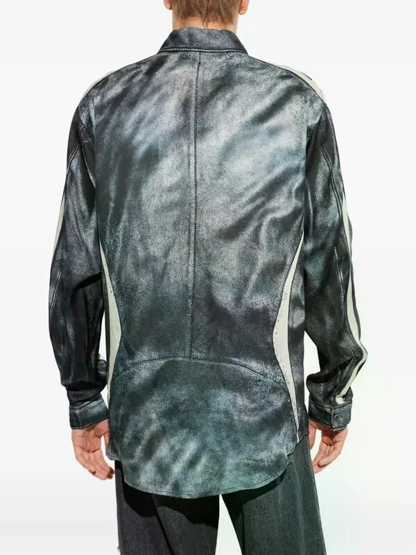 DIESEL® Printed Viscose Shirt With Front Zip Closure - Grey
