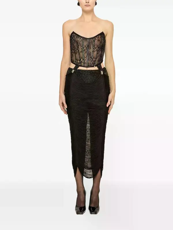NISSA Lace Corset Midi Dress