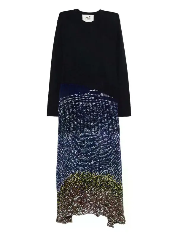 MII Crew-neck Printed Midi Dress