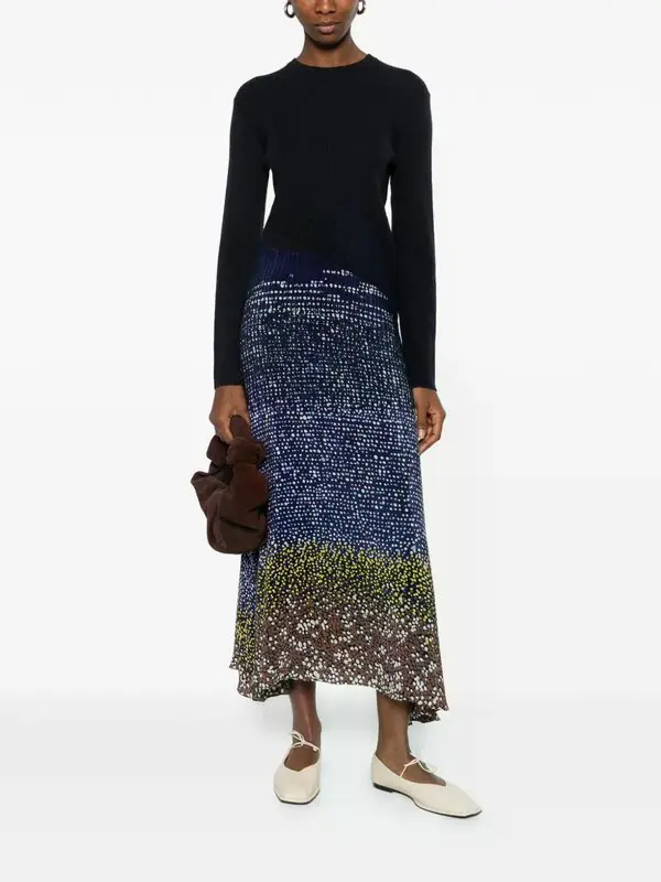 MII Crew-neck Printed Midi Dress