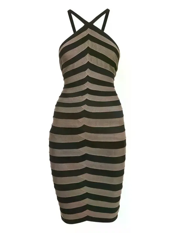 Herve Leger Striped Midi Dress