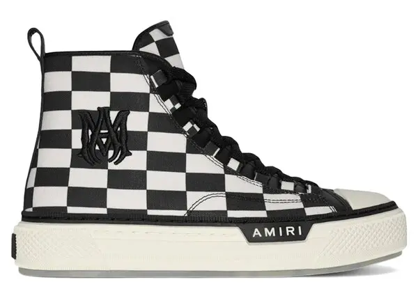 Amiri Court High Checkerboard Sneakers - White/black
