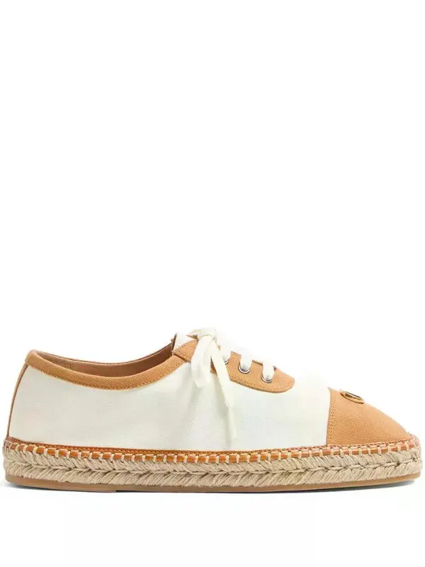Valentino Garavani Palm Avenue Espadrilles In Canvas And Buffalo - Neutrals