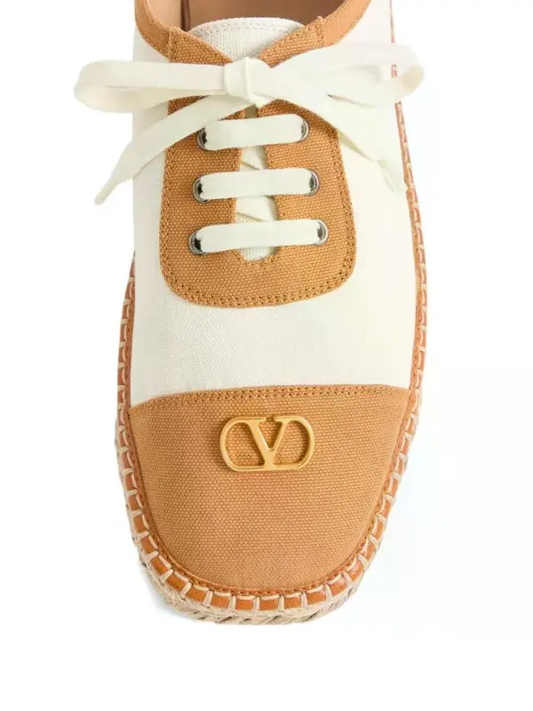 Valentino Garavani Palm Avenue Espadrilles In Canvas And Buffalo - Neutrals