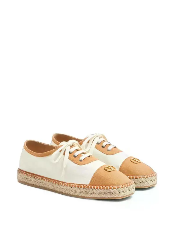 Valentino Garavani Palm Avenue Espadrilles In Canvas And Buffalo - Neutrals