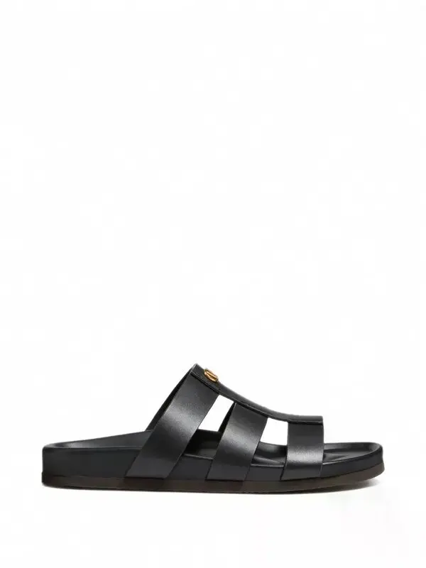 Valentino Garavani Calfskin Studshield Slide Sandals - Black