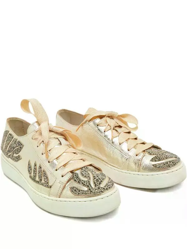 Santoni Embellished Leather Sneakers