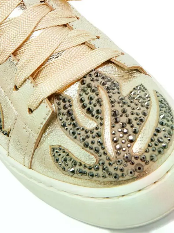 Santoni Embellished Leather Sneakers