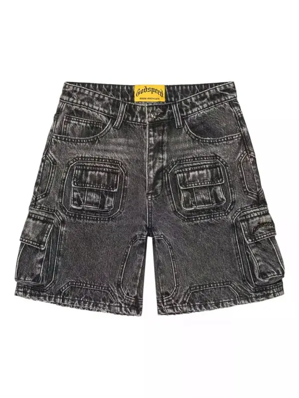 GODSPEED Octagon Cargo Denim Shorts - Grey