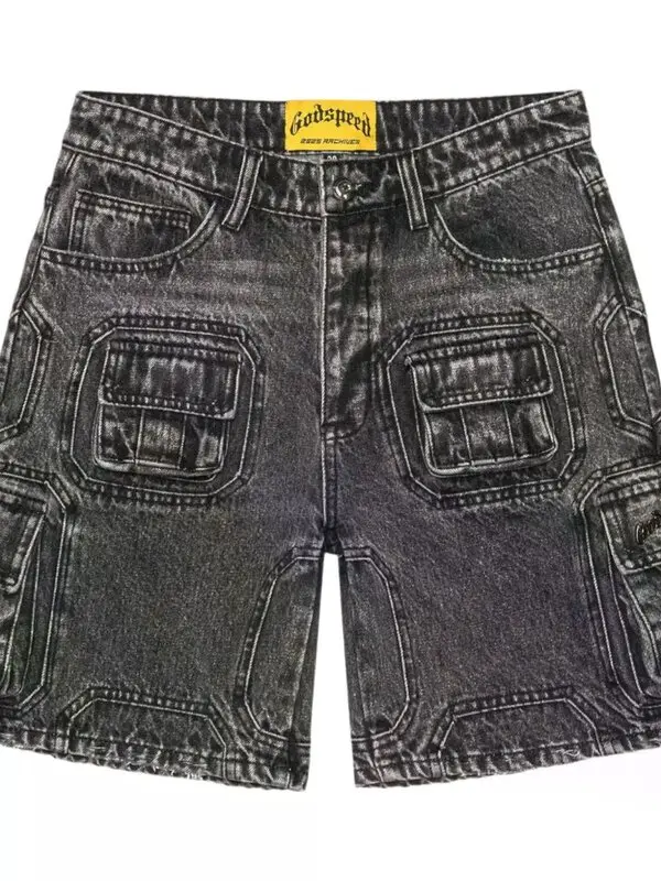 GODSPEED Octagon Cargo Denim Shorts - Grey