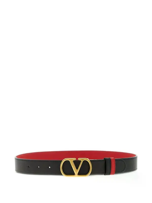 Valentino Garavani Vlogo Signature Reversible Leather Belt - Black