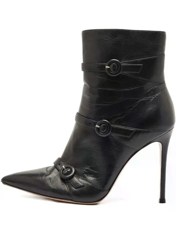 GIANVITO ROSSI Pointed-toe Leather Ankle Boots