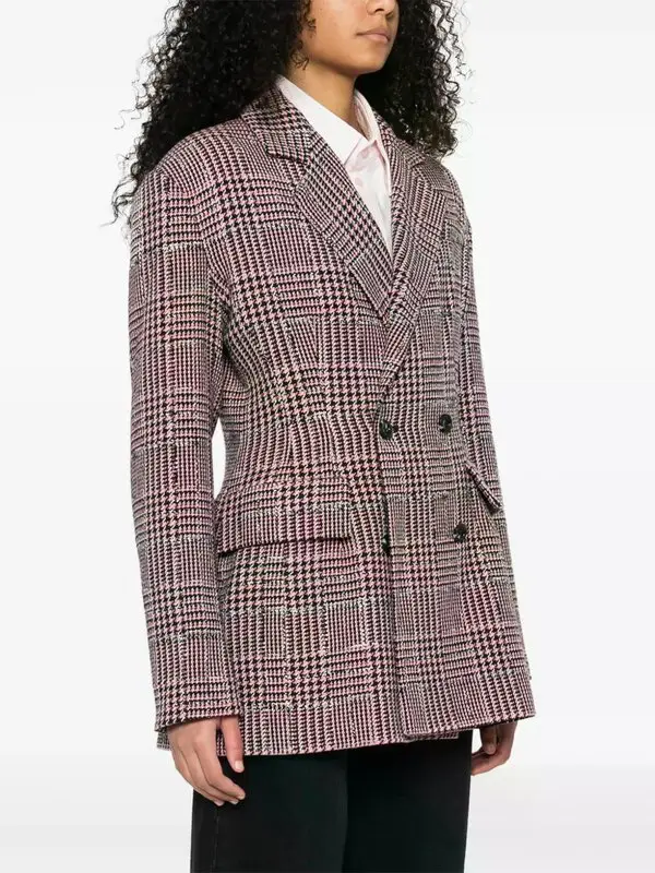 A.M.G. Double-breasted Check-pattern Blazer