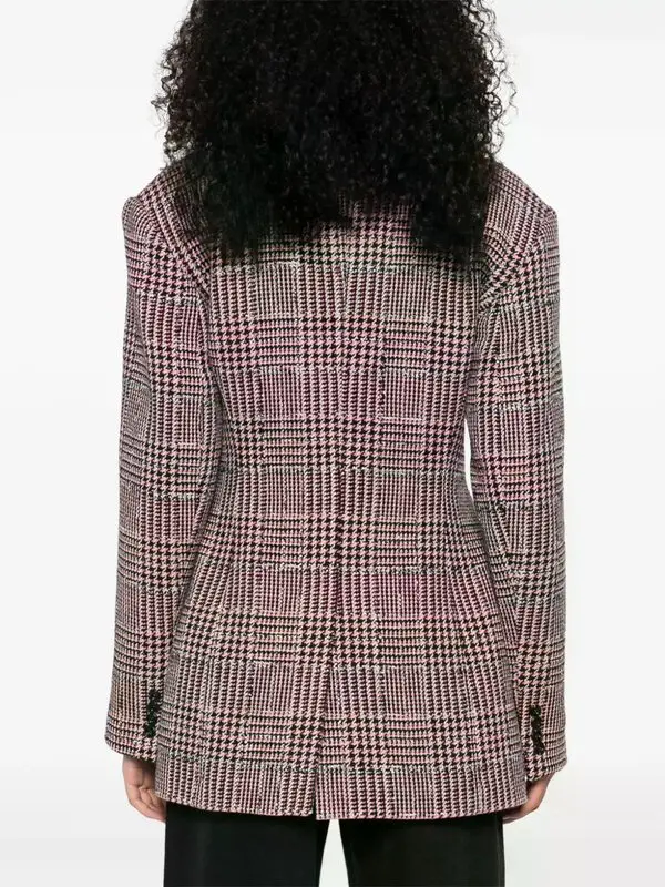 A.M.G. Double-breasted Check-pattern Blazer