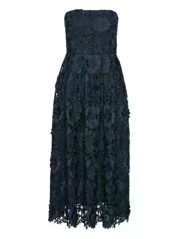ROTATE BY BIRGER CHRISTENSEN 3d Lace Flared Midi Dress - Blue