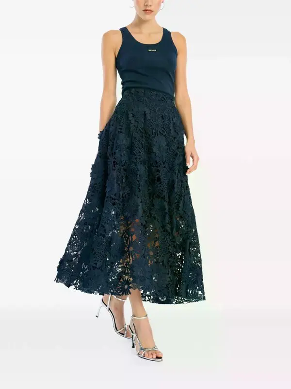 ROTATE BY BIRGER CHRISTENSEN Floral Lace A-line Midi Skirt - Blue