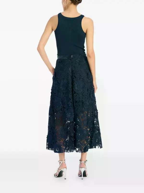 ROTATE BY BIRGER CHRISTENSEN Floral Lace A-line Midi Skirt - Blue