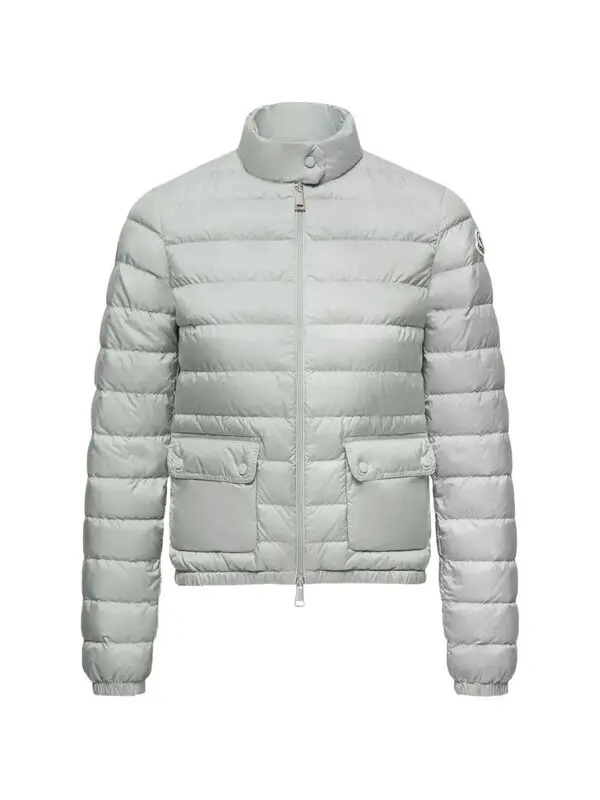 Moncler Quilted Jacket With Logo Patch - Grey