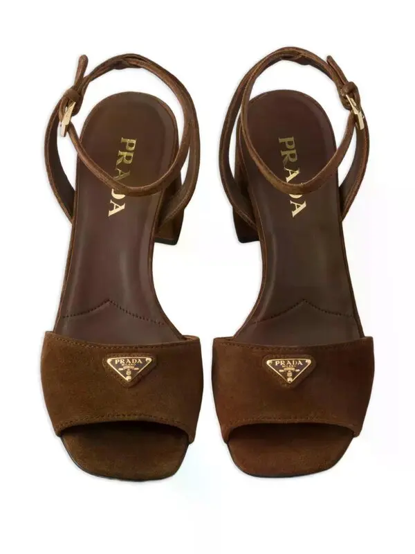 Prada Logo-plaque Suede Sandals