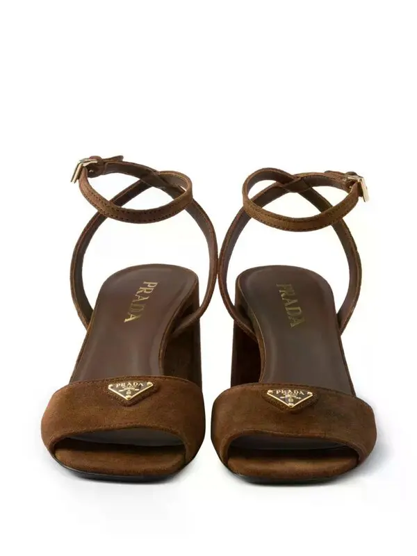 Prada Logo-plaque Suede Sandals
