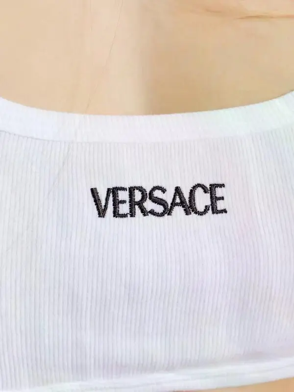 Versace Logo-embroidered Bra - Neutrals