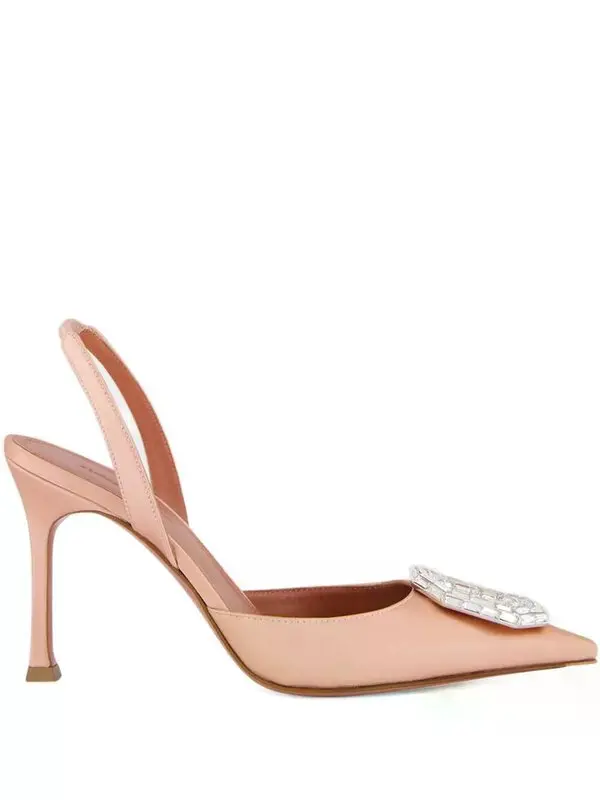 Amina Muaddi Camelia Crystal-embellished Slingback Pumps - Pink