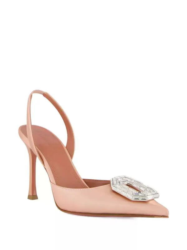 Amina Muaddi Camelia Crystal-embellished Slingback Pumps - Pink
