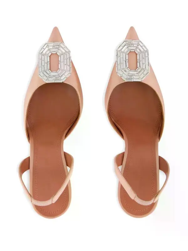 Amina Muaddi Camelia Crystal-embellished Slingback Pumps - Pink