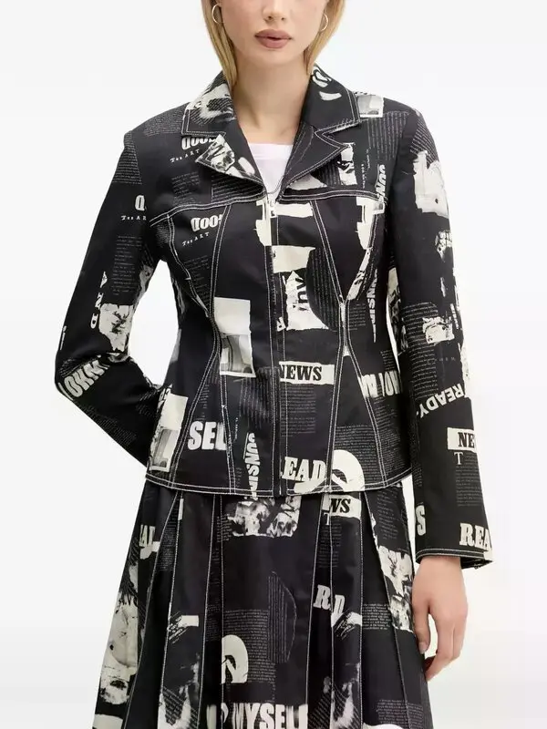 Desigual Printed Blazer With Contrast Stitching