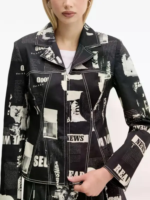 Desigual Printed Blazer With Contrast Stitching