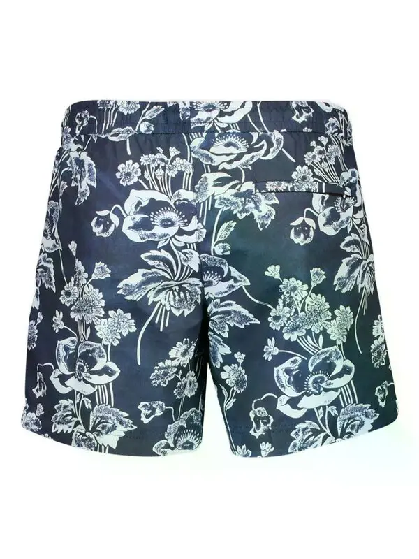 Commas Floral-print Swim Shorts - Blue