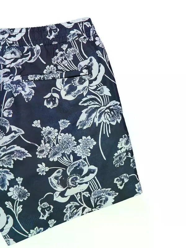 Commas Floral-print Swim Shorts - Blue