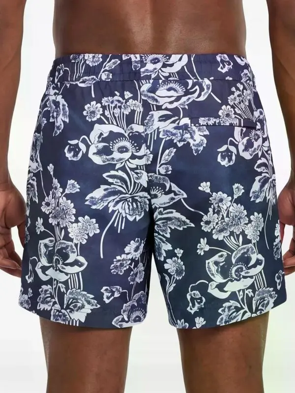 Commas Floral-print Swim Shorts - Blue
