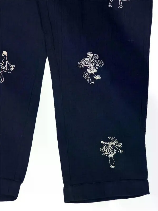 BAZISZT Embroidered Trousers - Blue