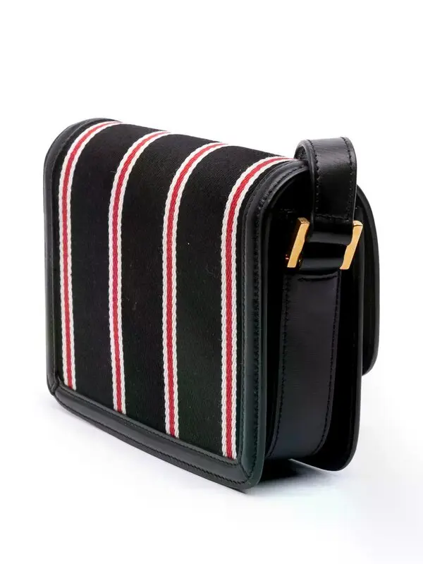 Saint Laurent Striped Solferino Satchel - Black