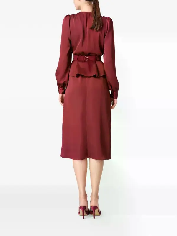 MURMUR V-neck Long Sleeve Midi Dress - Red