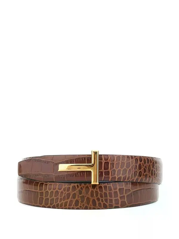 TOM FORD Croc-effect Belt - Brown