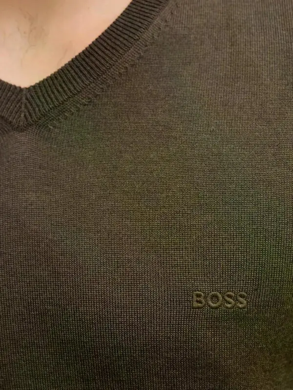 BOSS V-neck Logo-embroidered Sweater