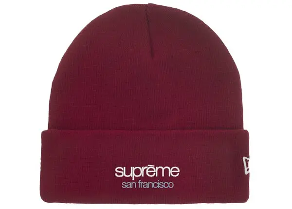 Supreme Classic Logo Shop Beanie - Dark Red