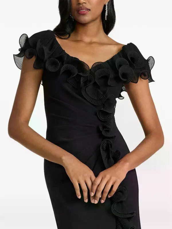 Tadashi Shoji Leandra Cascading Ruffle Gown - Black