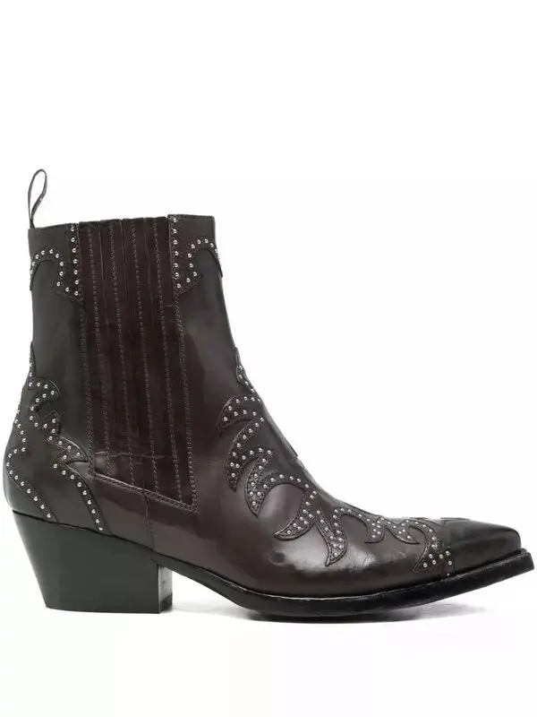 Sartore Studded Pointed-toe Boots - Grey
