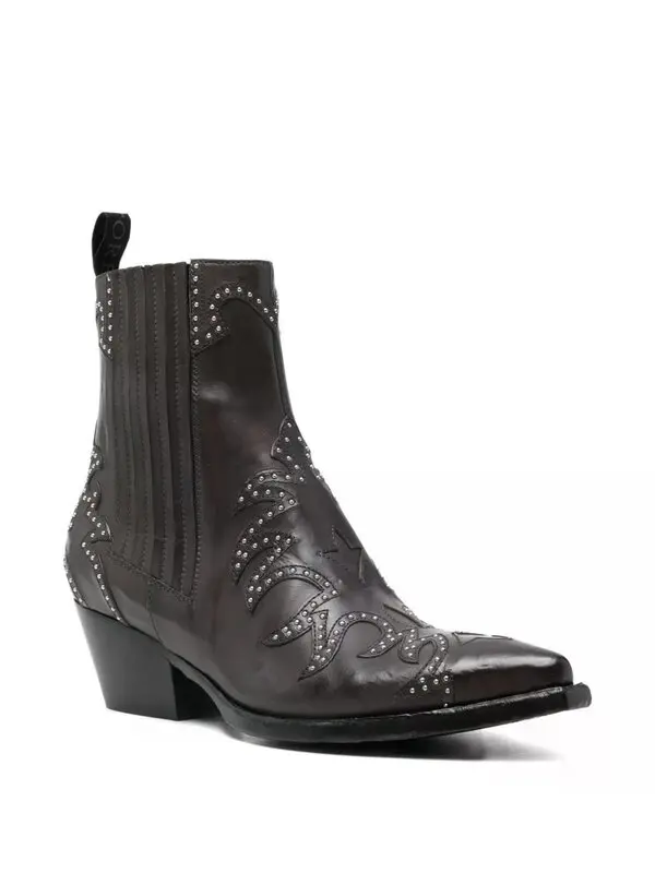 Sartore Studded Pointed-toe Boots - Grey