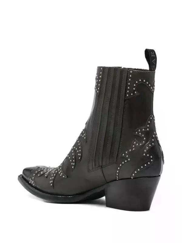 Sartore Studded Pointed-toe Boots - Grey